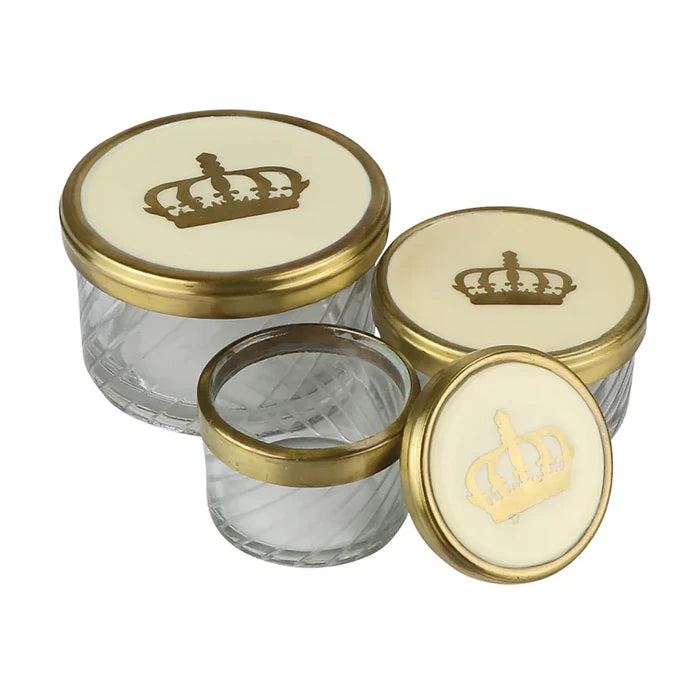 Victorian Crown Glass Box – Crackle and Teal