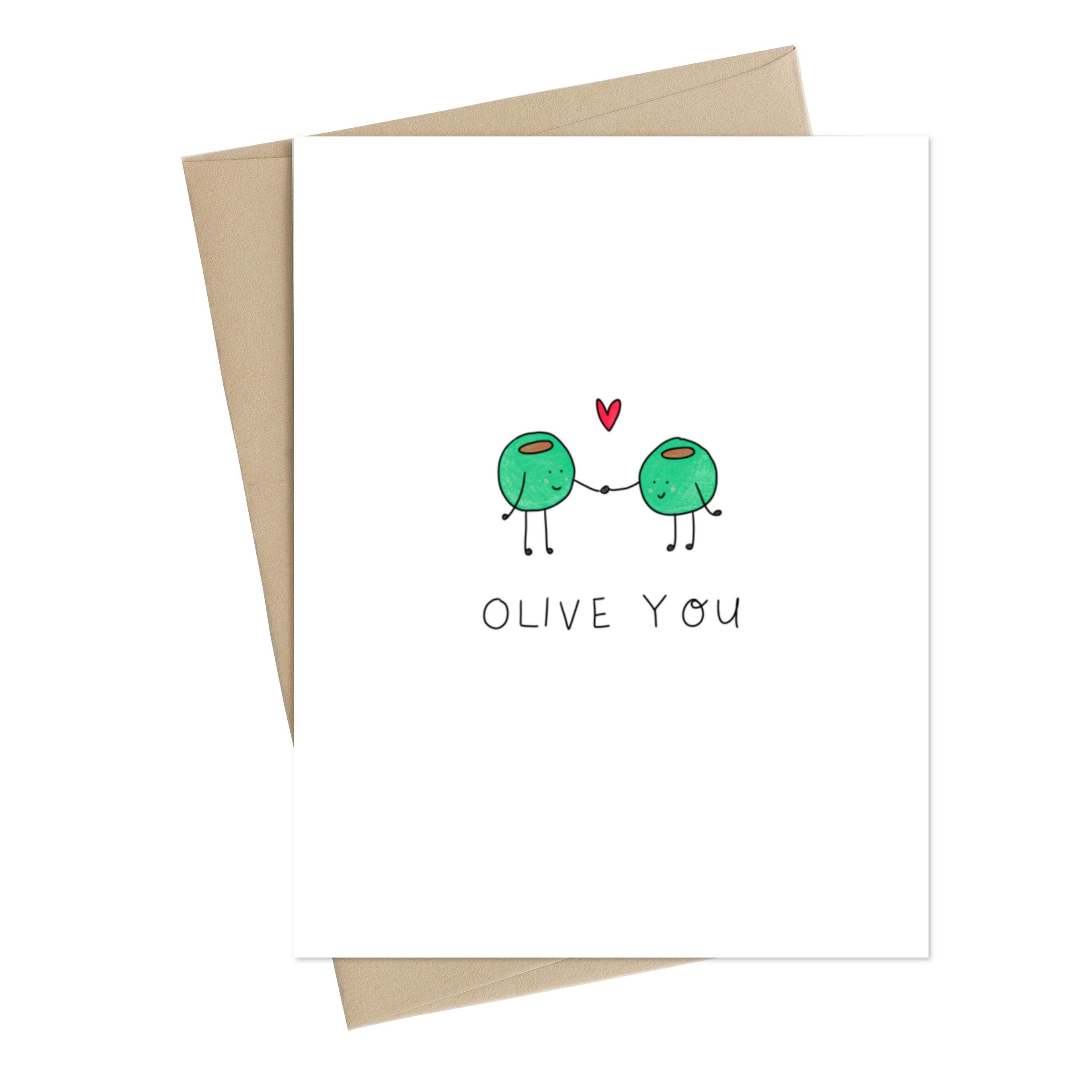 Olive You Card – Crackle & Teal