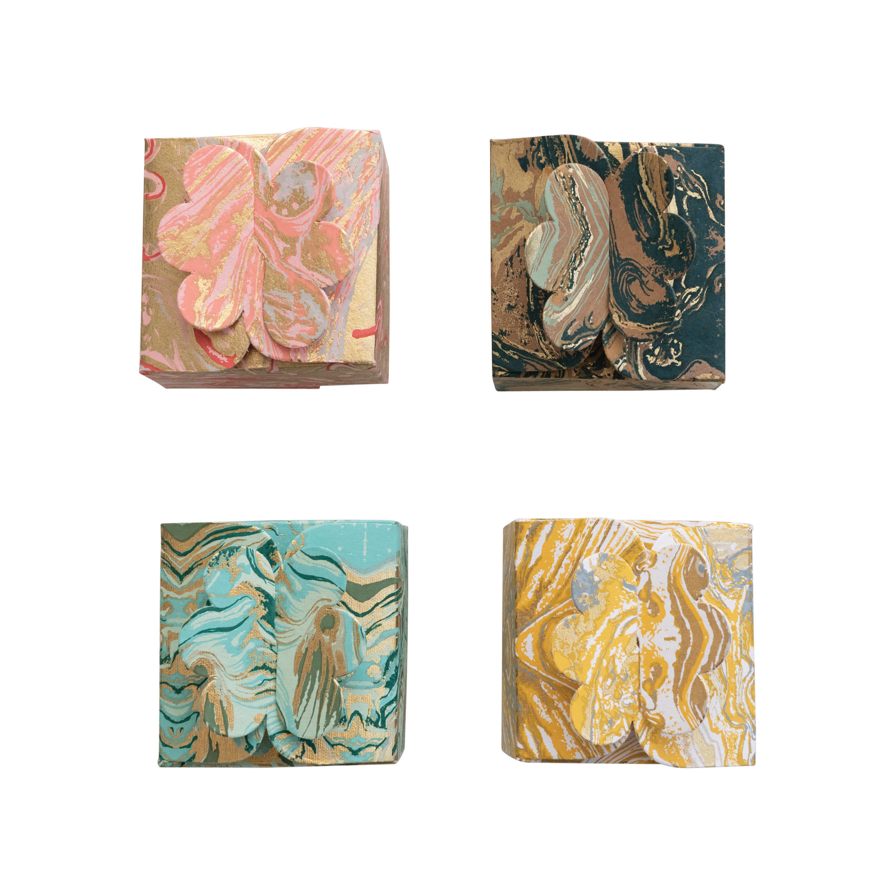 Marbled Paper Interlocking Gift Box – Crackle and Teal